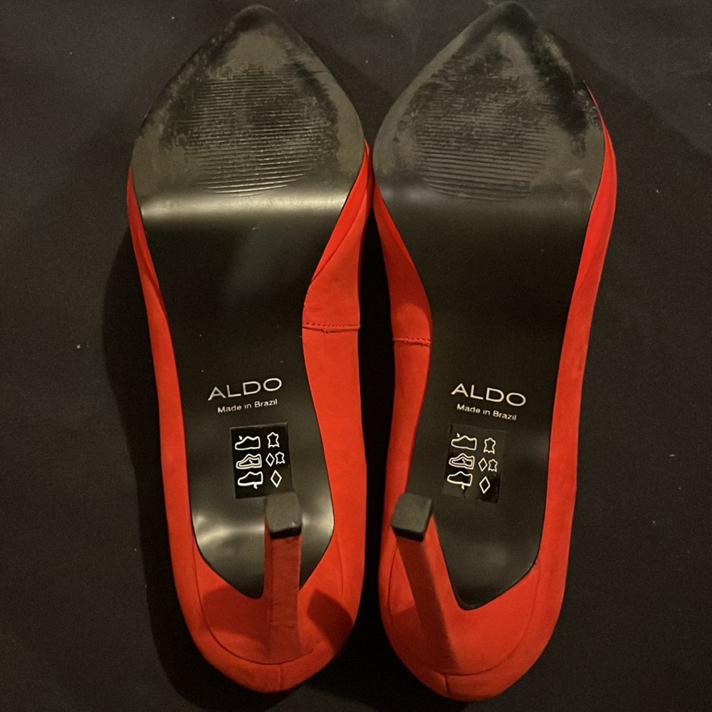 Aldo Red Suede Leather Stiletto Heels - Gem